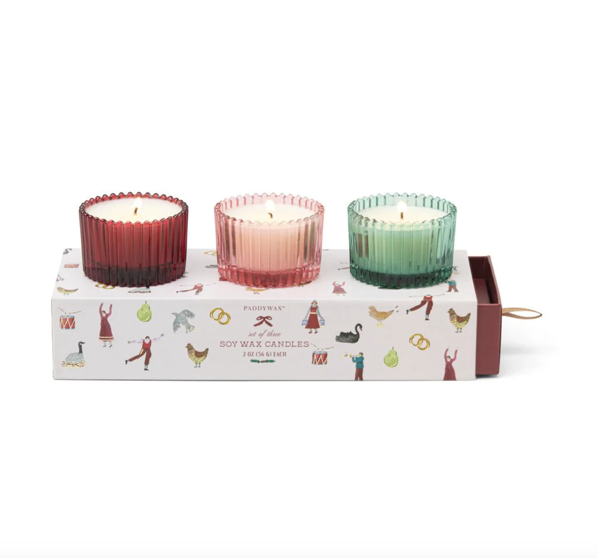 Holiday Ribbed Mercury Glass Gift Set Naught Santa Red, Pink Berry and ...